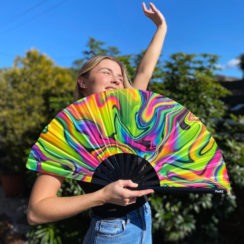 UV Reactive Blue Meanie Hand Fan – Outdoor Fun Shop