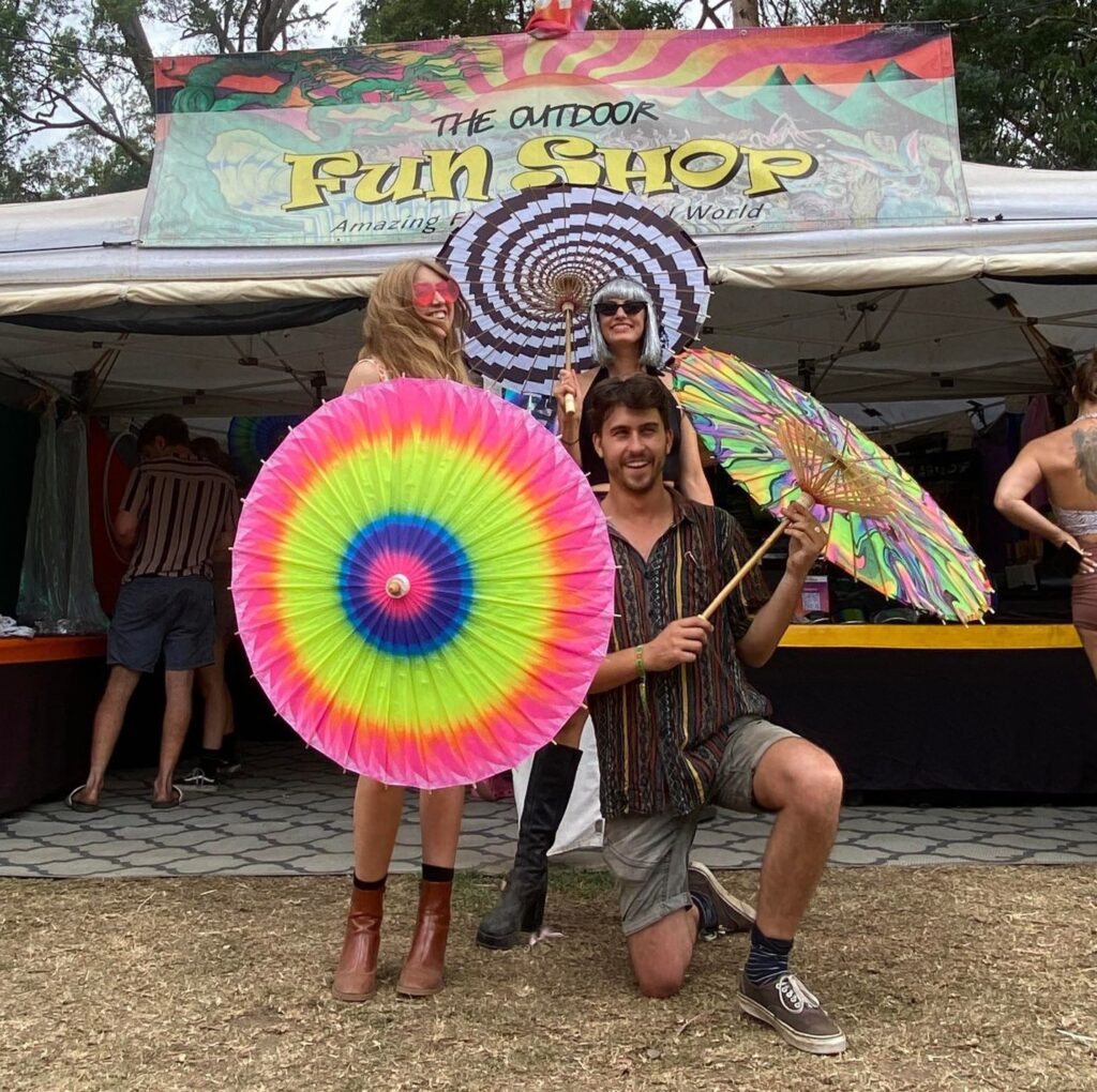UV Reactive Parasol – Kandi Swirl – Outdoor Fun Shop